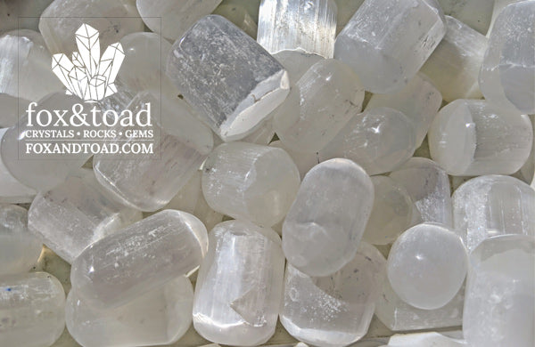 Selenite, White Tumbled Stones – fox&toad